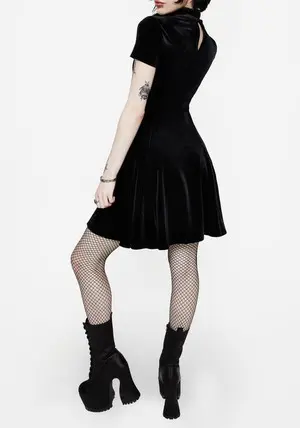 DISTURBIA Cameo High Neck Flocked Mini Dress