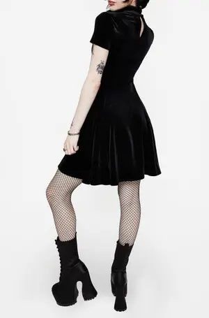 DISTURBIA Cameo High Neck Flocked Mini Dress