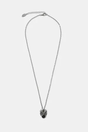 DISTURBIA Sterling Dragon Pendant Necklace With Black Spinel
