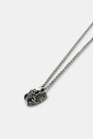 DISTURBIA Sterling Dragon Pendant Necklace With Black Spinel