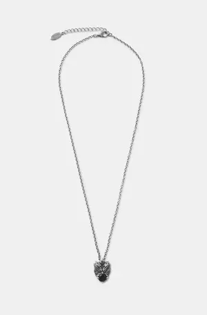 DISTURBIA Sterling Dragon Pendant Necklace With Black Spinel
