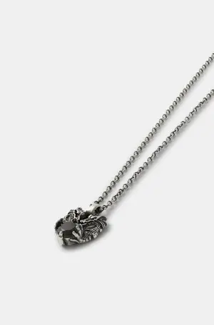 DISTURBIA Sterling Dragon Pendant Necklace With Black Spinel
