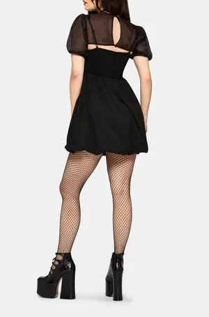 DISTURBIA Miranda Puff Sleeve Lace-up Mini Dress