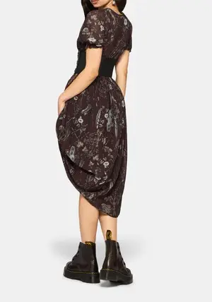 DISTURBIA Dusha Garden Print Chiffon Midi Dress