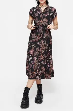 DISTURBIA Eloise Floral Butterfly Print Midi Dress