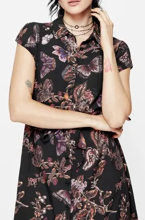 DISTURBIA Eloise Floral Butterfly Print Midi Dress