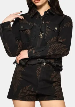 DISTURBIA Ruin Fern Distressed Denim Jacket - Black