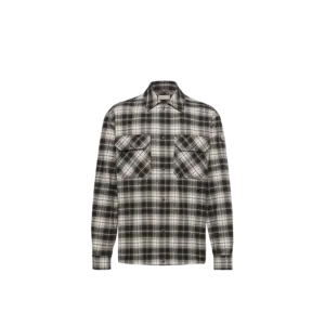 Moncler Check Cotton Flannel Zip-up Shirt