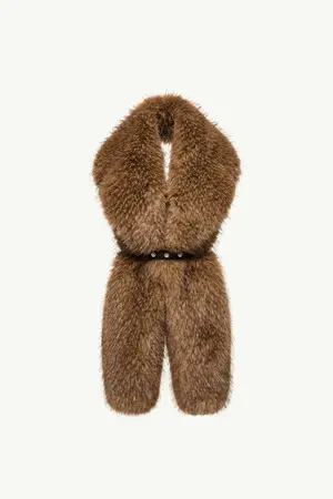 Moncler Textured Faux Fur Bib With Belt - Brown