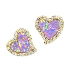 KAMARIA Amore Heart Stud Earrings Opal - Purple
