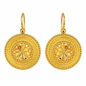VSTYLE Medallion Drop Earrings With 24ct Plating - Gold
