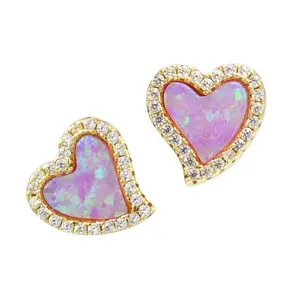 KAMARIA Amore Heart Stud Earrings Opal - Pink