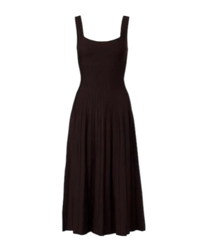 Staud Ellison Pleated Knitted Midi Dress - Black