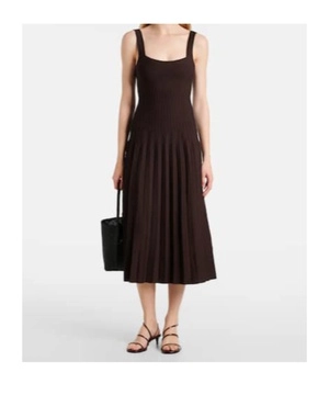 Staud Ellison Pleated Knitted Midi Dress