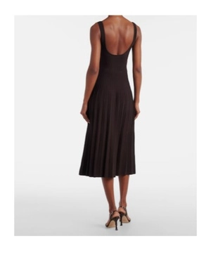 Staud Ellison Pleated Knitted Midi Dress