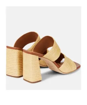 Staud Skylar Raffia And Leather Mules