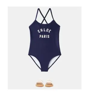 Chloé Logo Embossed Denim Slides