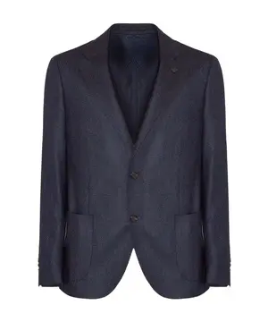 LARDINI Herringbone Two-button Blazer - Blue