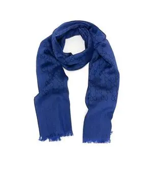 Gucci Logo Jacquard Scarf - Blue
