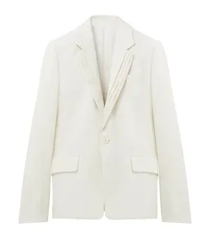 Alexander McQueen Wool Pleated Blazer - White