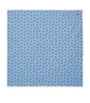 Isaia Silk Printed Pocket Square - Blue