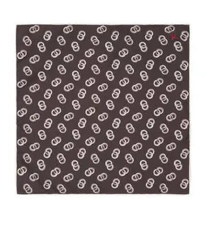 Isaia Silk Printed Pocket Square - Brown