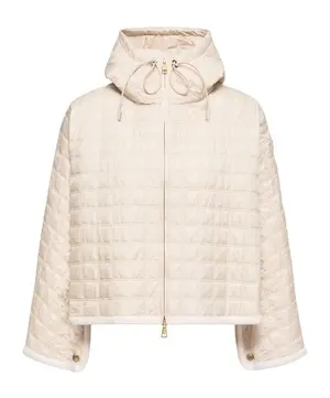 Moncler Quilted Padded Cape With Hood - Ivory
