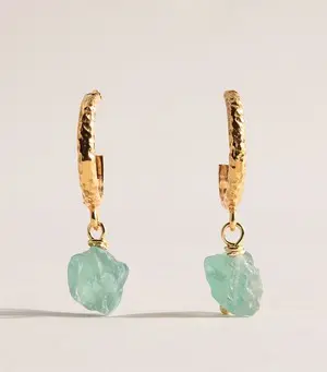 HERMINA ATHENS Plated Turquoise Hoop Earrings - Gold
