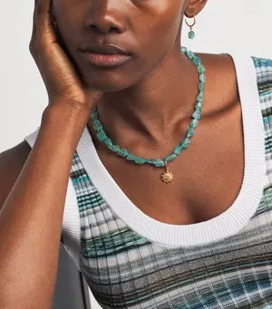 HERMINA ATHENS Plated Turquoise Hoop Earrings