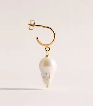 HERMINA ATHENS Plated Freshwater Pearl Hoop Earrings