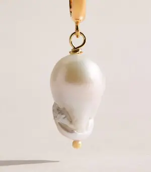 HERMINA ATHENS Plated Freshwater Pearl Hoop Earrings