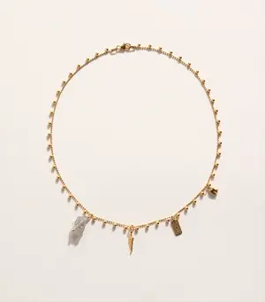 HERMINA ATHENS Plated Olympos Charm Necklace With Labradorite - Gold