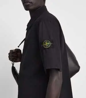 Stone Island Stretch-cotton Short-sleeve Shirt - Black