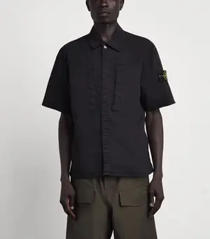 Stone Island Stretch-cotton Short-sleeve Shirt - Black