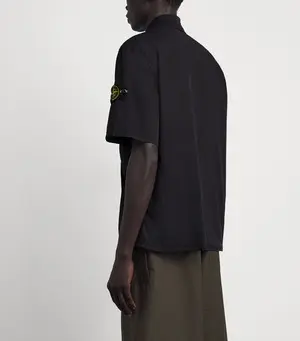 Stone Island Stretch-cotton Short-sleeve Shirt - Black