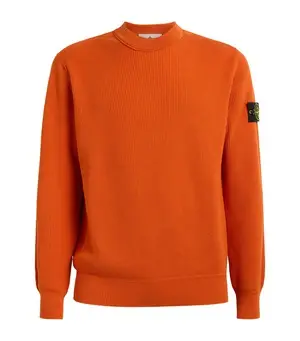 Stone Island Ribbed Compass Patch Sweatshirt - Orange