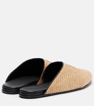 Givenchy Label Leather Trim Woven Mules