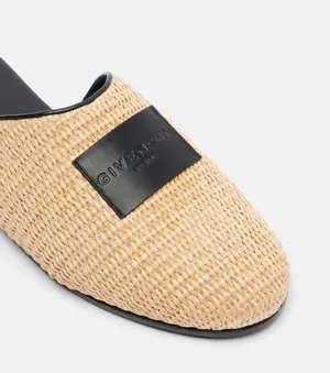 Givenchy Label Leather Trim Woven Mules