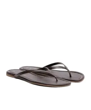 Staud Freja Leather Thong Sandals - Gray