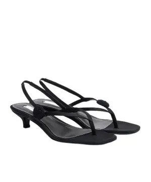 TOTEME Suede Floral Appliqué Kitten Heel Slingback Sandals