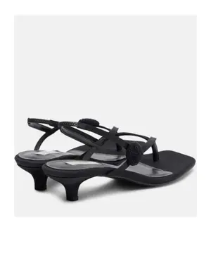 TOTEME Suede Floral Appliqué Kitten Heel Slingback Sandals