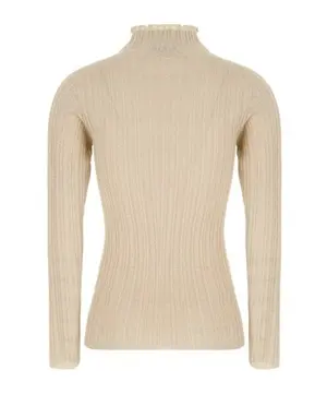 Fabiana Filippi Ribbed Turtleneck Knit Top - Nude