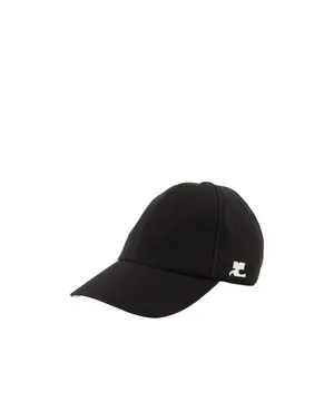 COURREGES Logo-embroidered Cotton Cap - Black