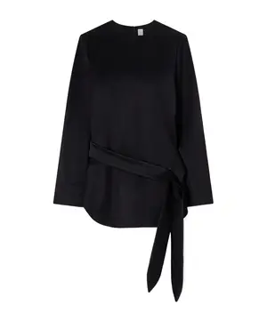 TOTEME Belted Long-sleeve Top - Black