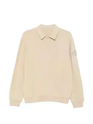 Stone Island Logo-patch Long-sleeve Polo Shirt - Neutrals