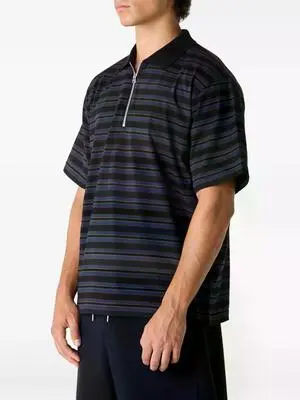 Sacai Striped Zip-neck Polo Shirt