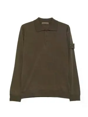 Stone Island Logo-patch Long-sleeve Polo Shirt - Green
