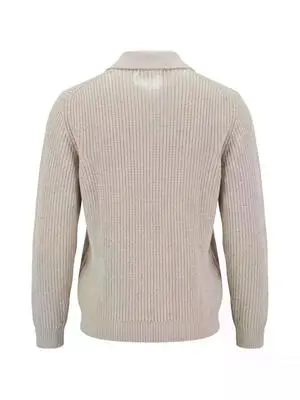 LARDINI Ribbed-knit Button-down Wool Cardigan - Neutrals