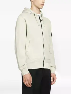 Stone Island Logo-patch Zip-up Hoodie - Neutrals