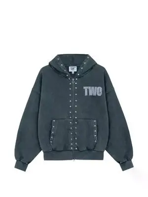 TWOJEYS Studded Zip-up Hoodie With Star Print